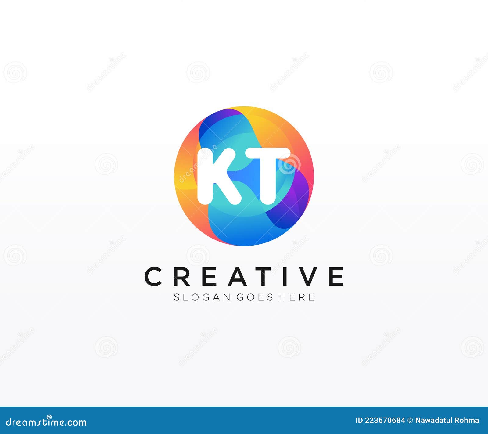 KT Initial Logo with Colorful Circle Template Vector Stock Vector ...