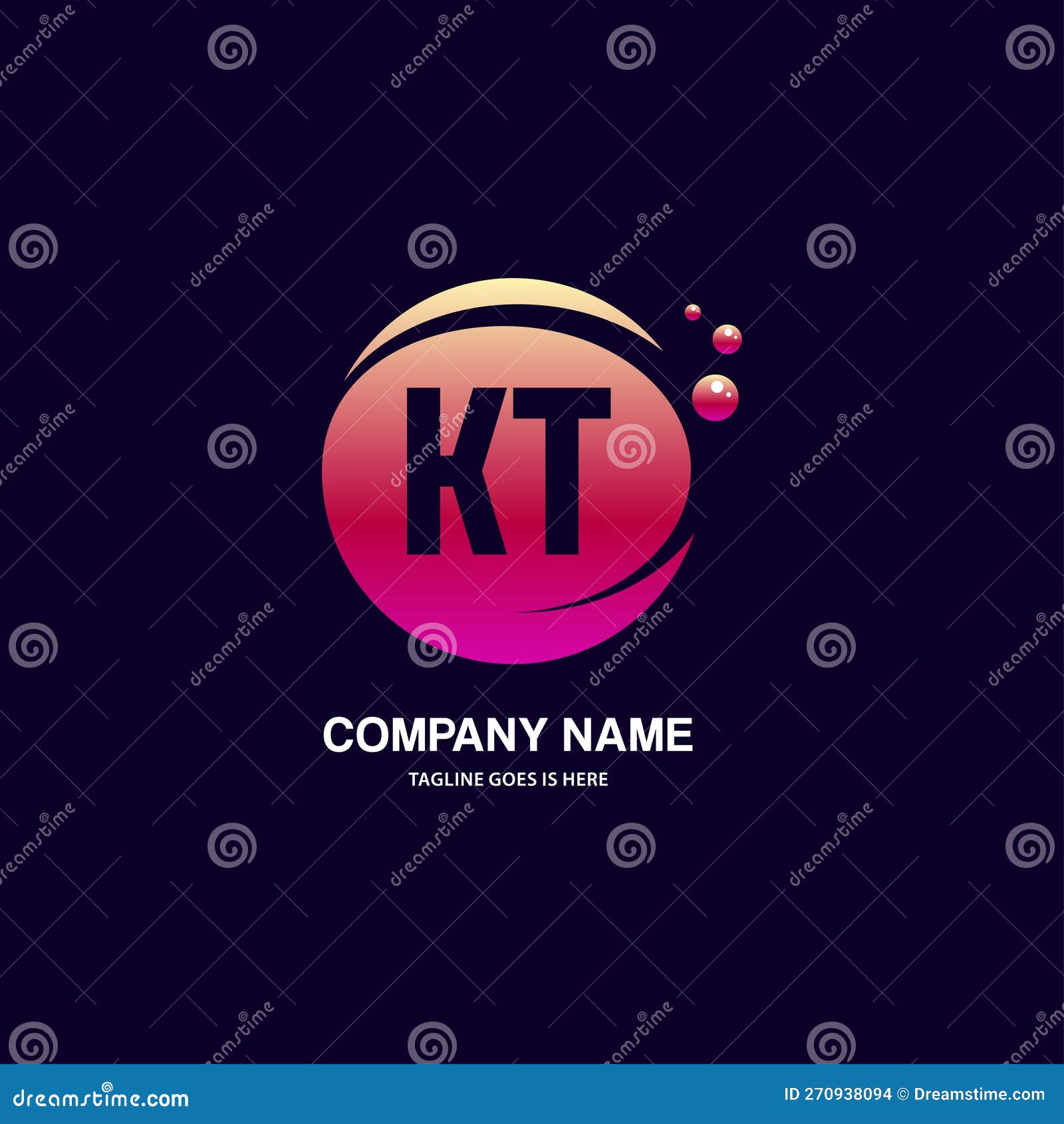 KT Initial Logo with Colorful Circle Template Vector Stock Illustration ...