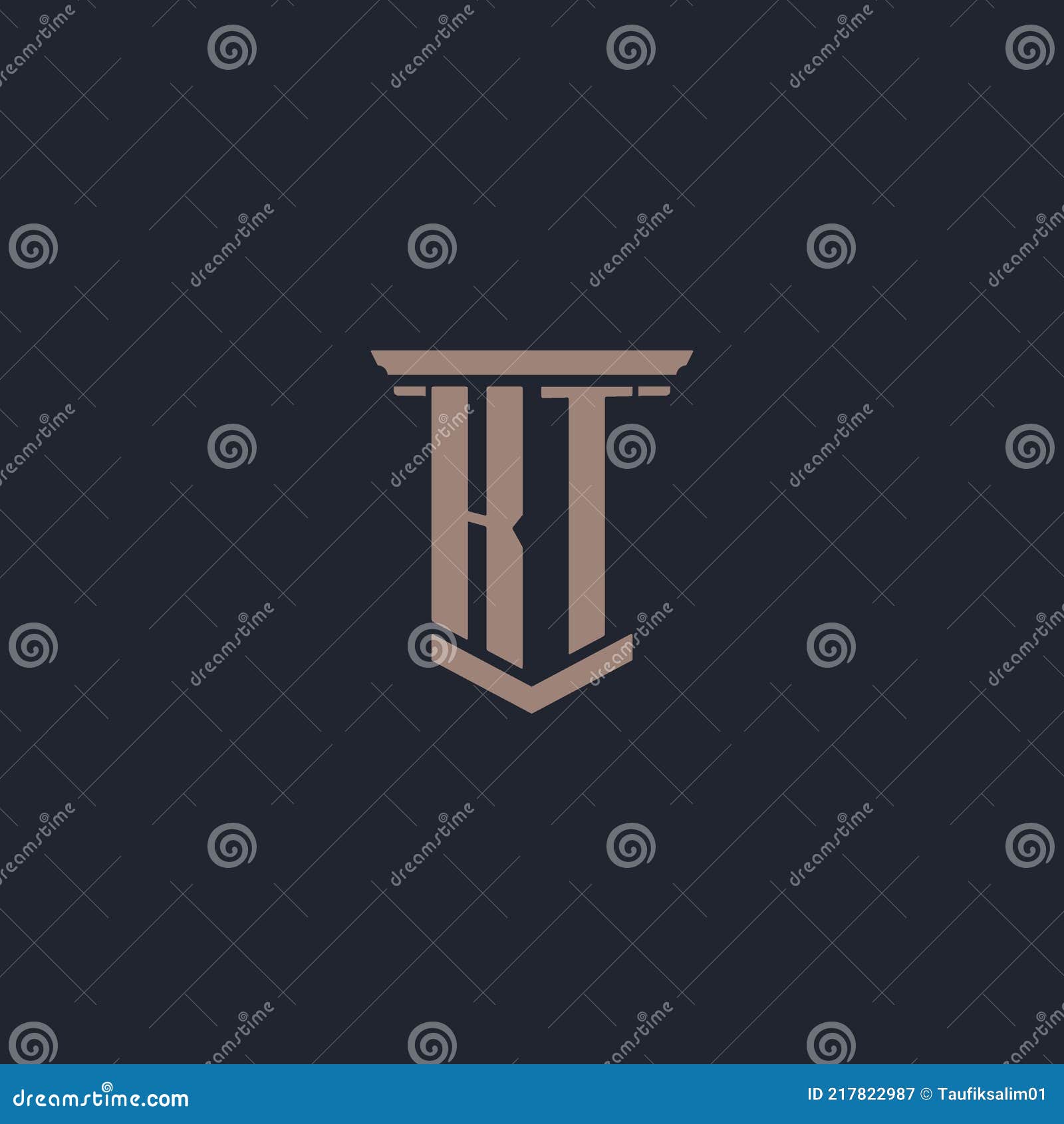 KT Initial Monogram Logo with Pillar Style Design Stock Vector ...