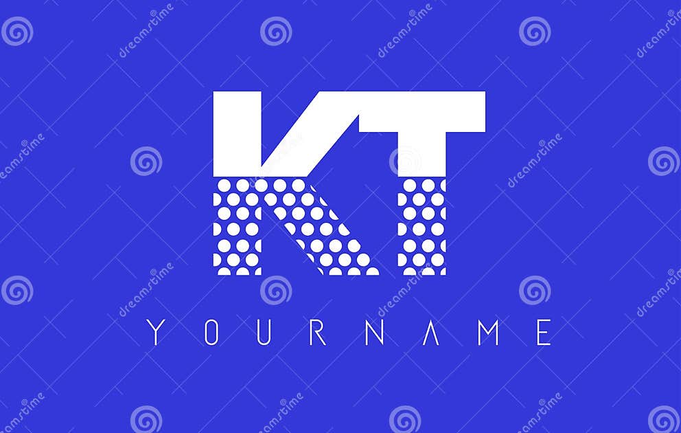 KT K T Dotted Letter Logo Design with Blue Background. Stock Vector ...