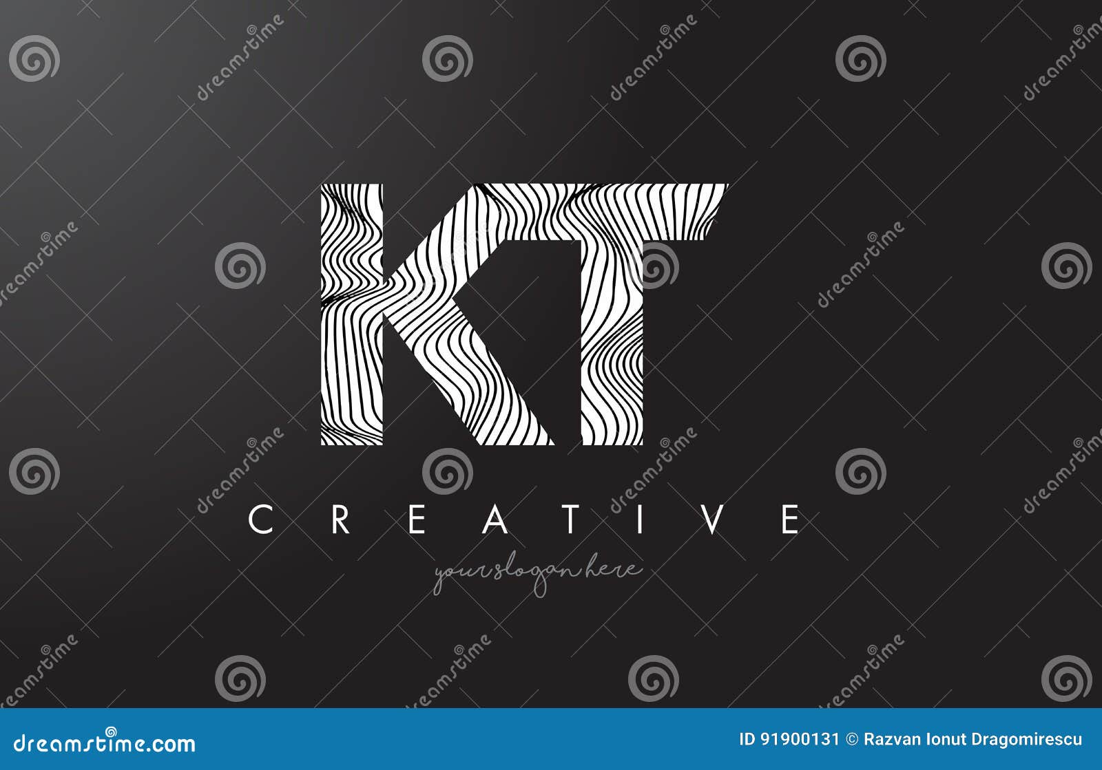 KT K T Letter Logo with Zebra Lines Texture Design Vector. Stock Vector ...