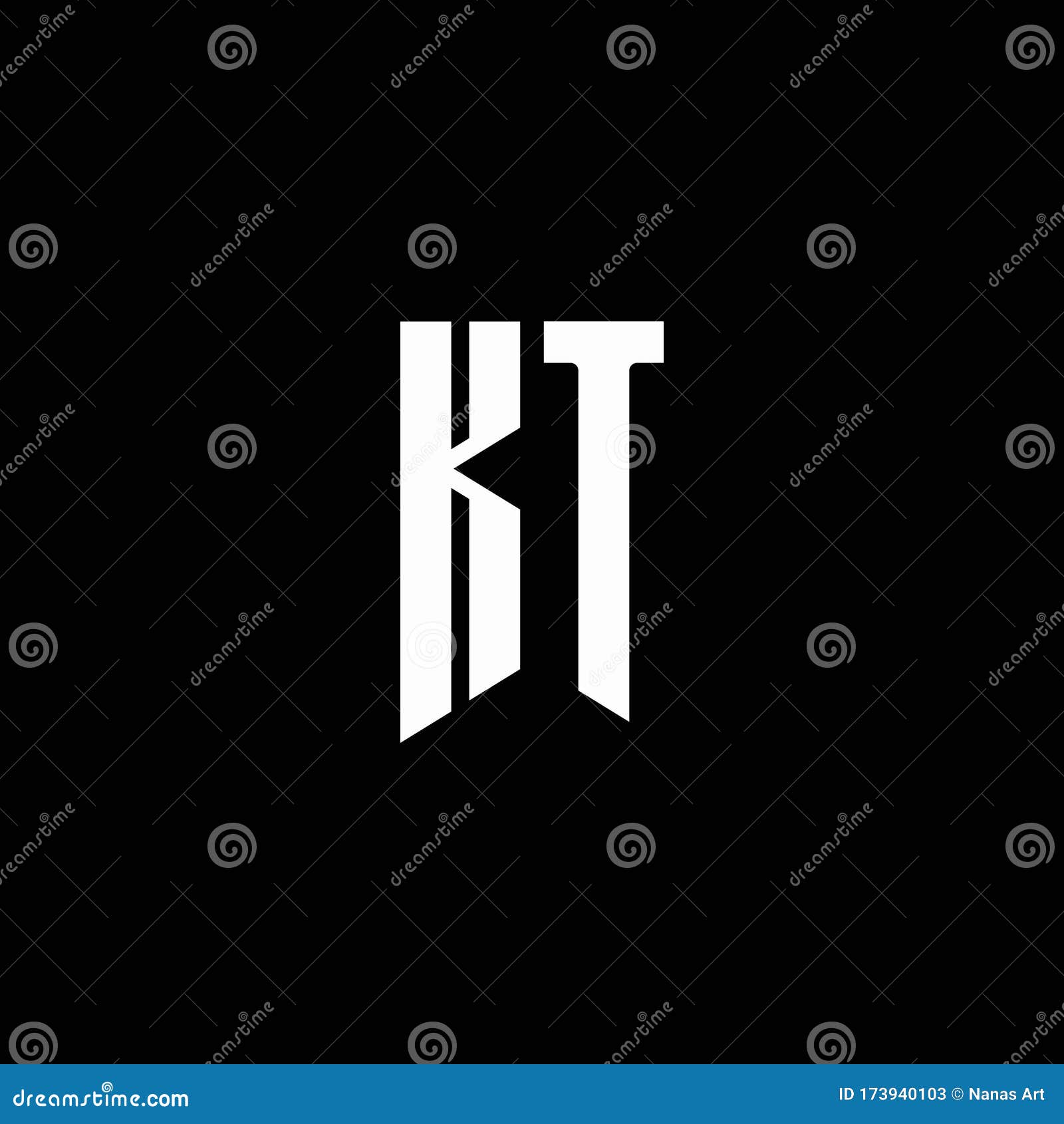 KT Logo Monogram with Emblem Style Isolated on Black Background Stock ...