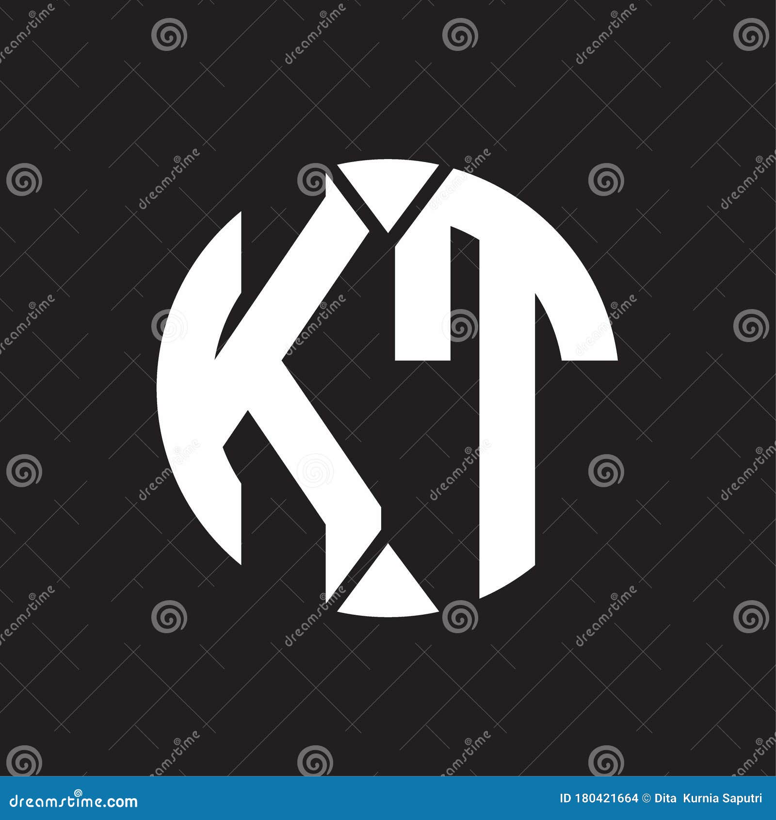 KT Logo Monogram with Piece Circle Ribbon Style Stock Vector ...