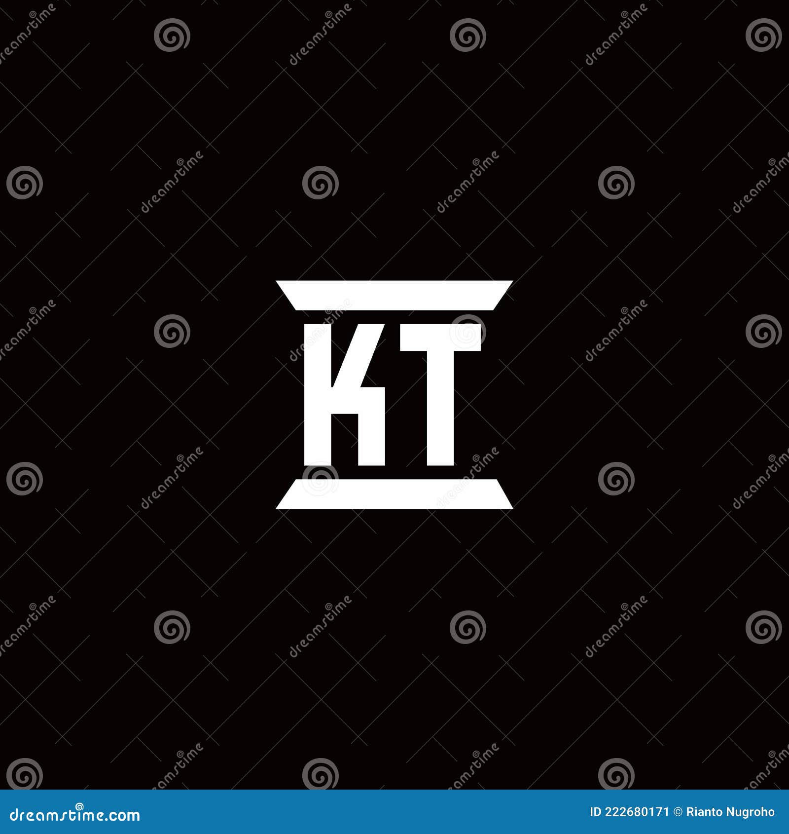 KT Logo Monogram with Pillar Shape Designs Template Stock Vector ...