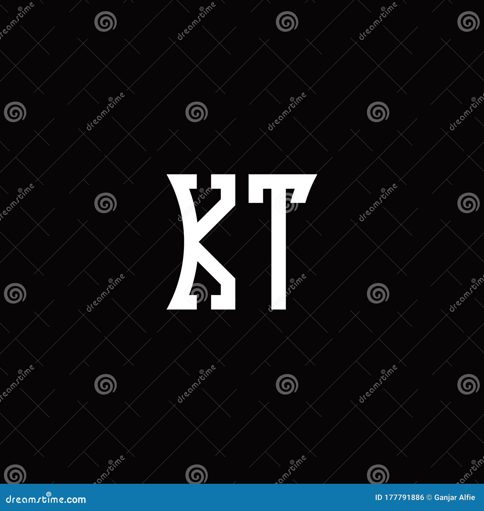 KT Monogram Logo Letter with Curved Side Style Stock Vector ...