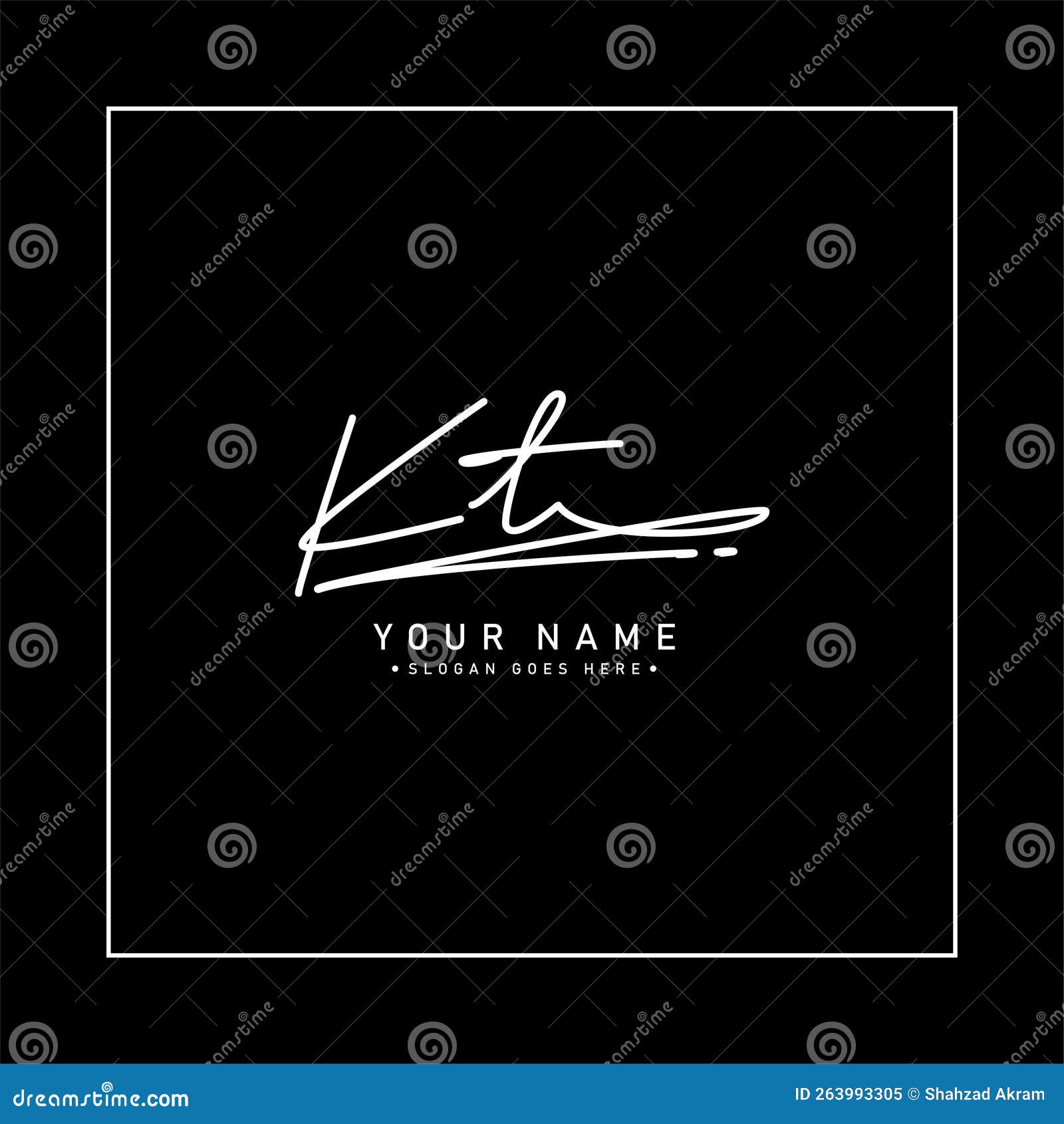 KT Simple Signature Logo - Handwritten Vector Template for K and T Logo ...