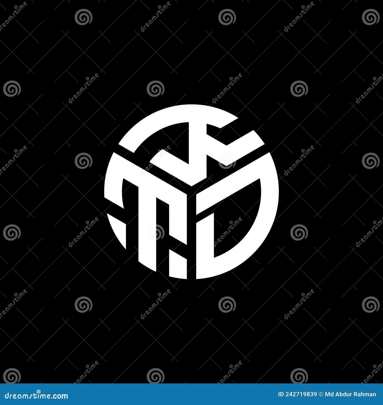 KTD Letter Logo Design on Black Background. KTD Creative Initials ...