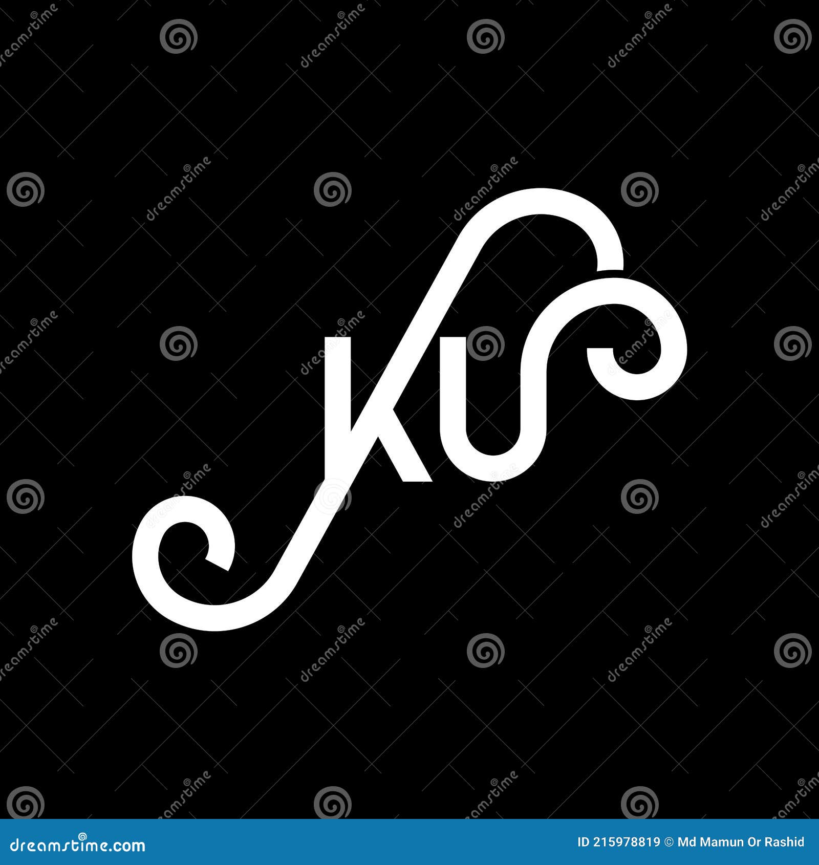 KU Letter Logo Design on Black Background. KU Creative Initials Letter ...