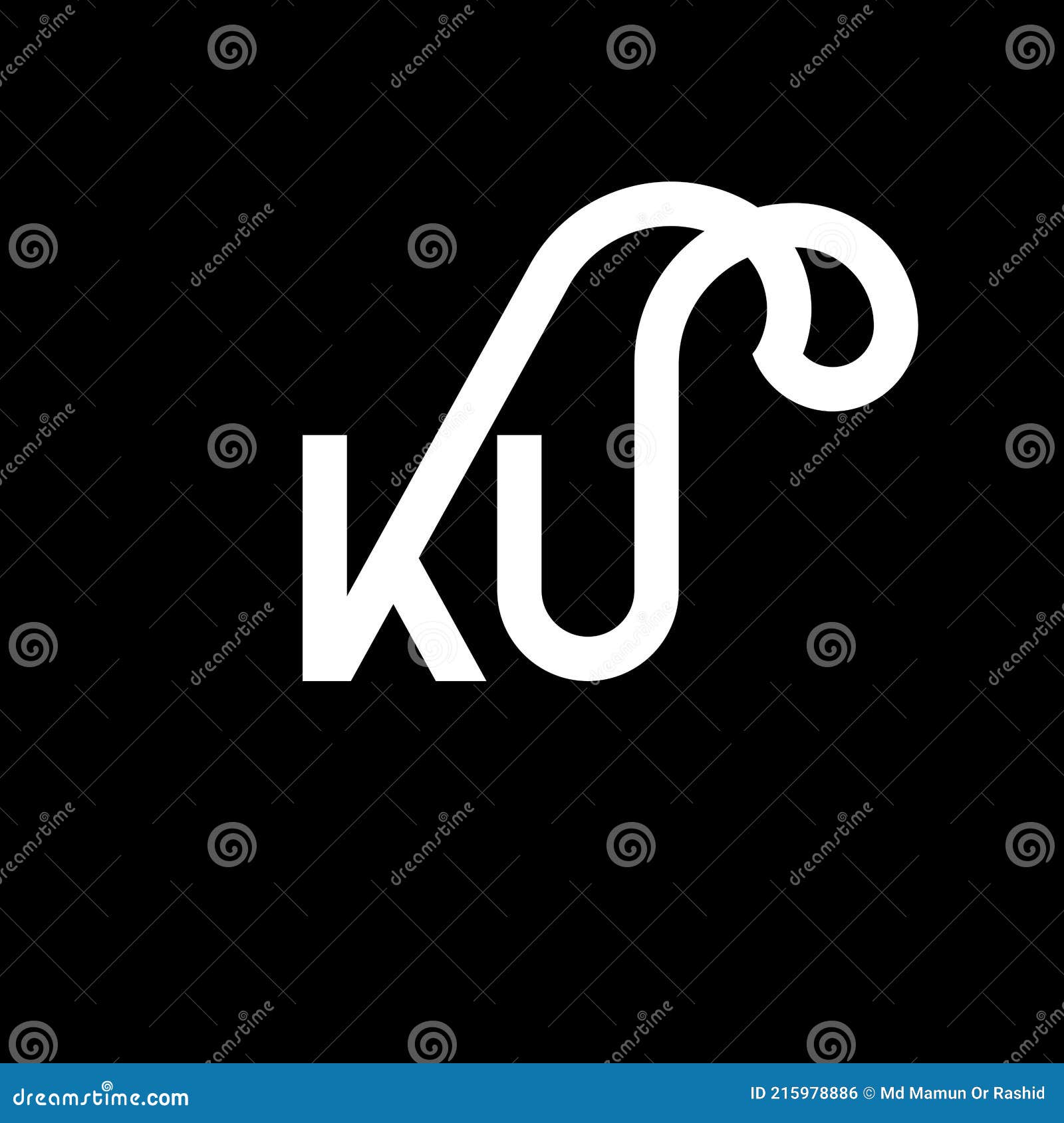 KU Letter Logo Design on Black Background. KU Creative Initials Letter ...