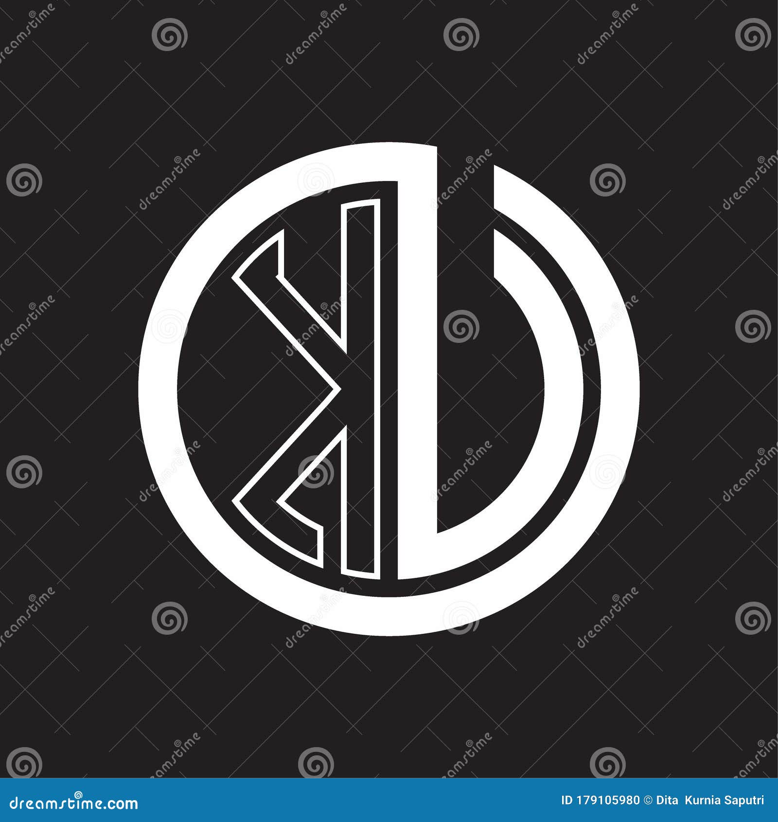 KU Logo with Circle Rounded Negative Space Design Template Stock Vector ...