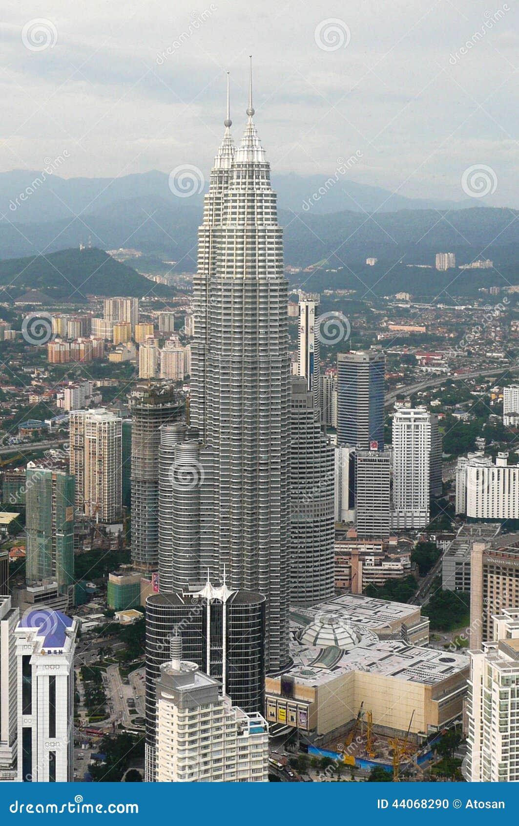 Cityscape Of Kuala Lumpur With Iconic Buildings Such As Petronas Twin ...
