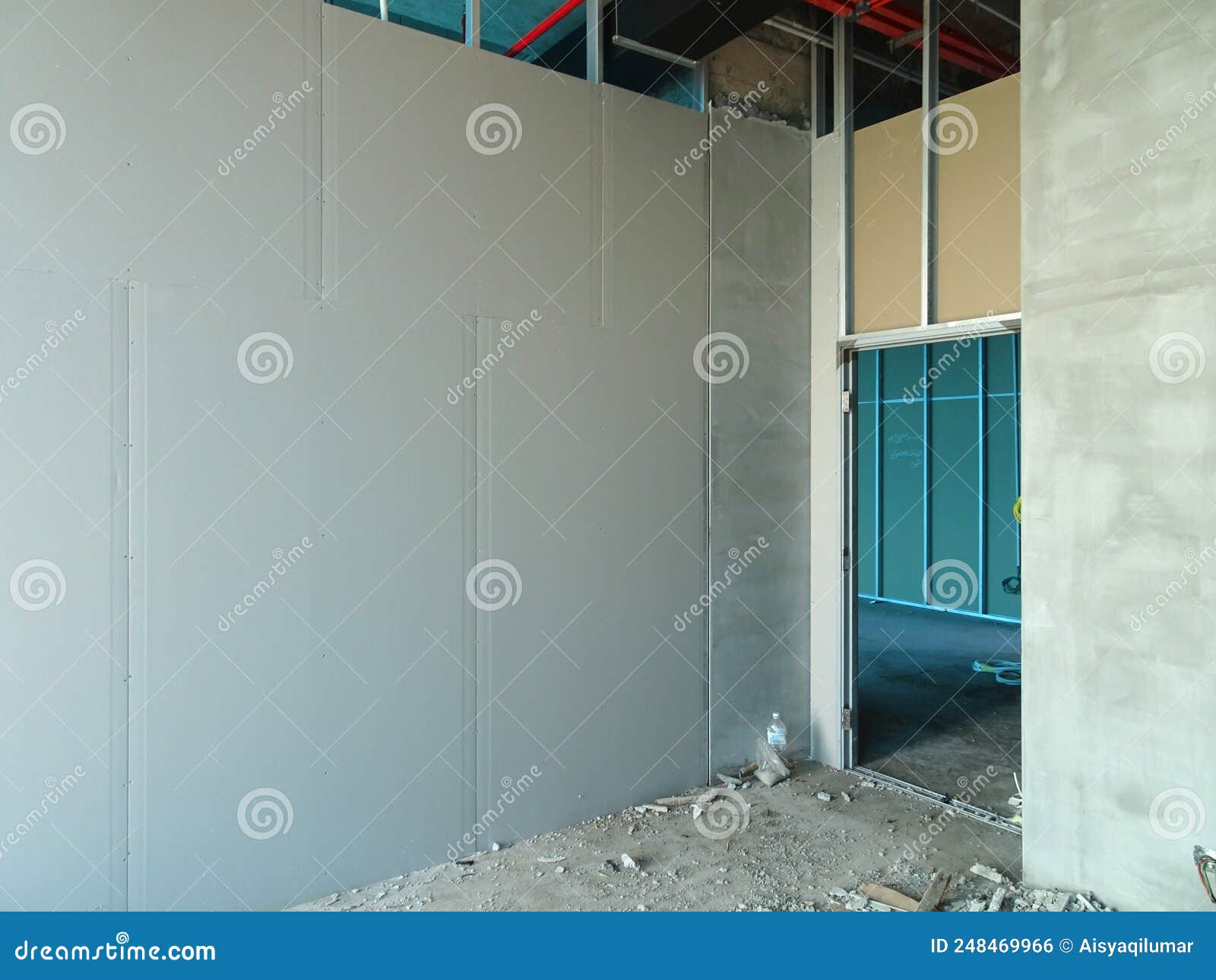 Drywall Installation Work In Progress By Construction Workers At The ...