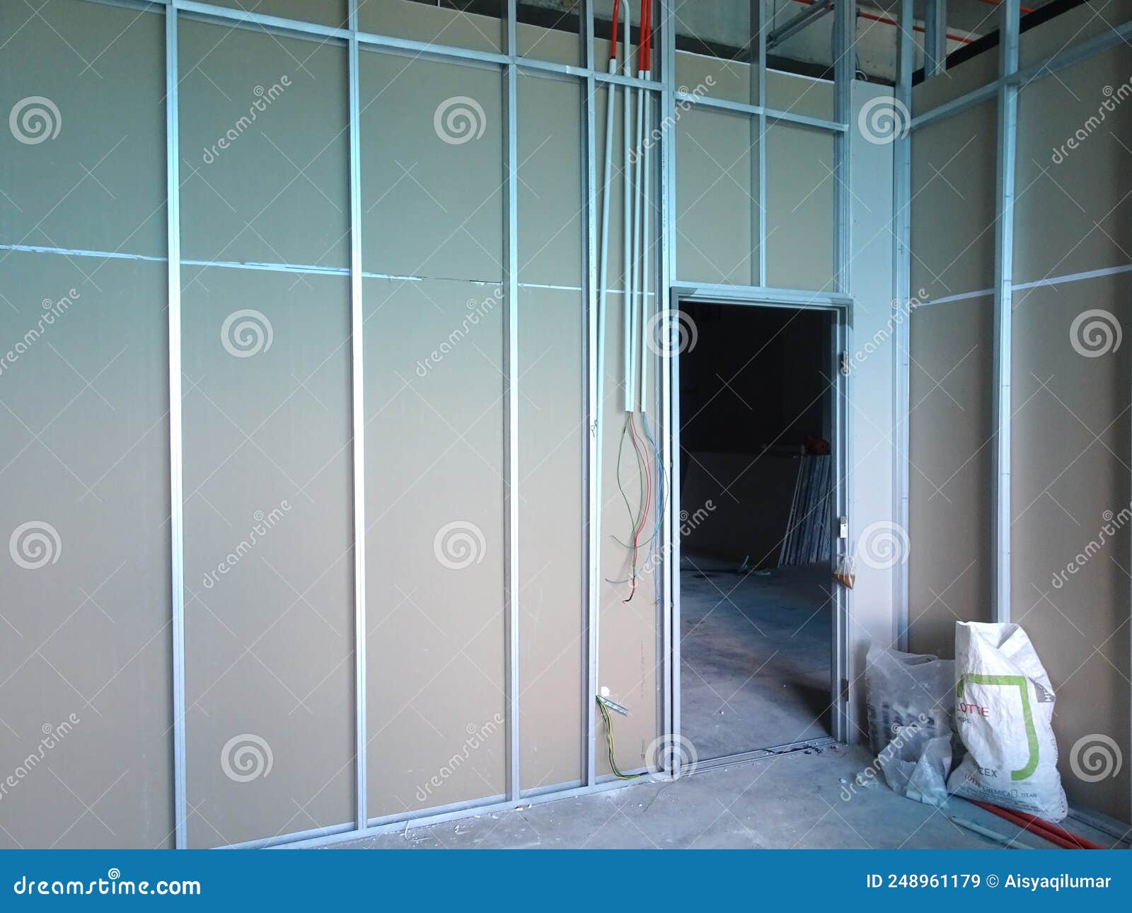 Drywall Installation Work in Progress by Construction Workers at the ...