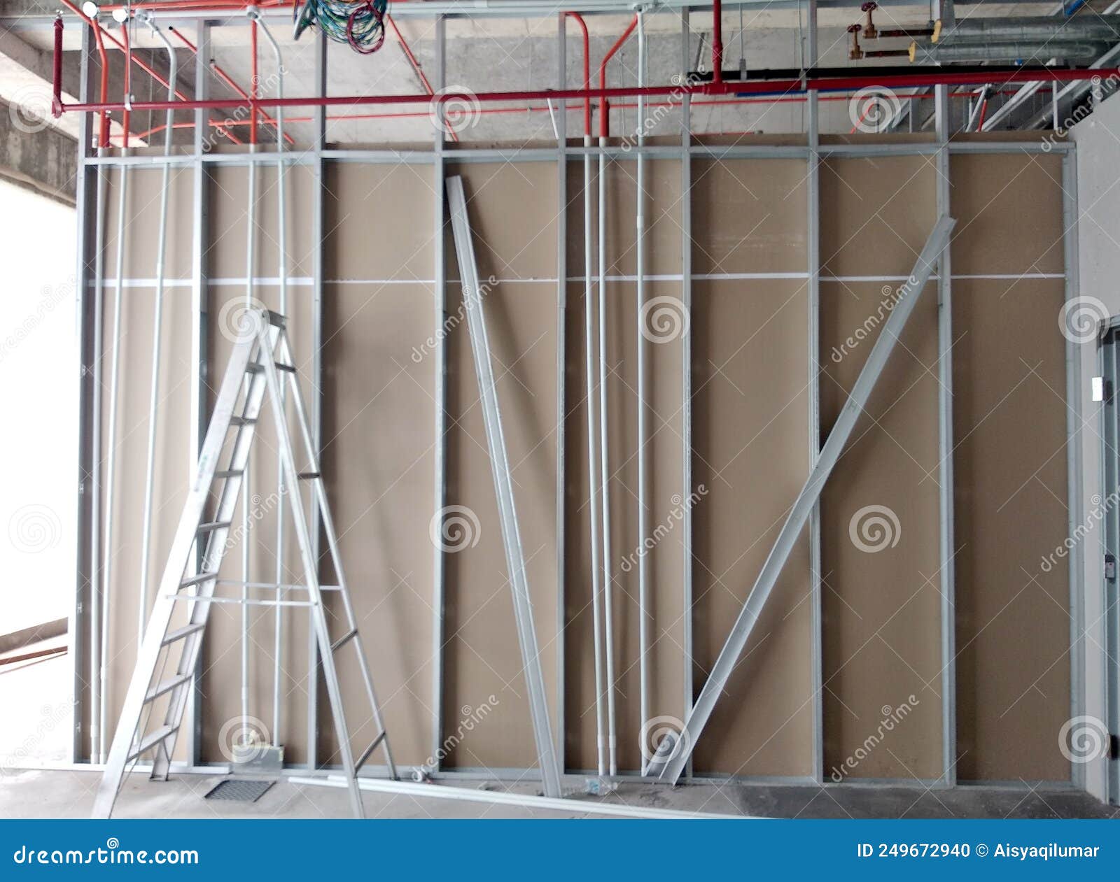 Drywall Installation Work in Progress by Construction Workers at the ...