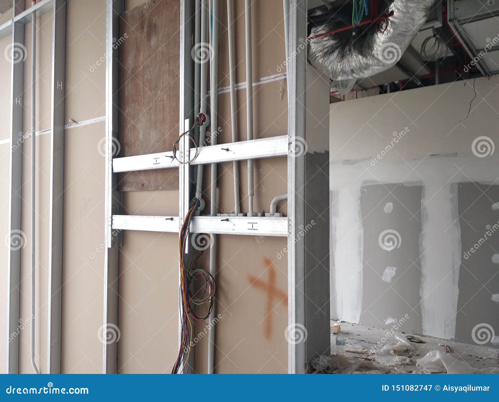 Drywall Installation Work in Progress by Construction Workers at the ...