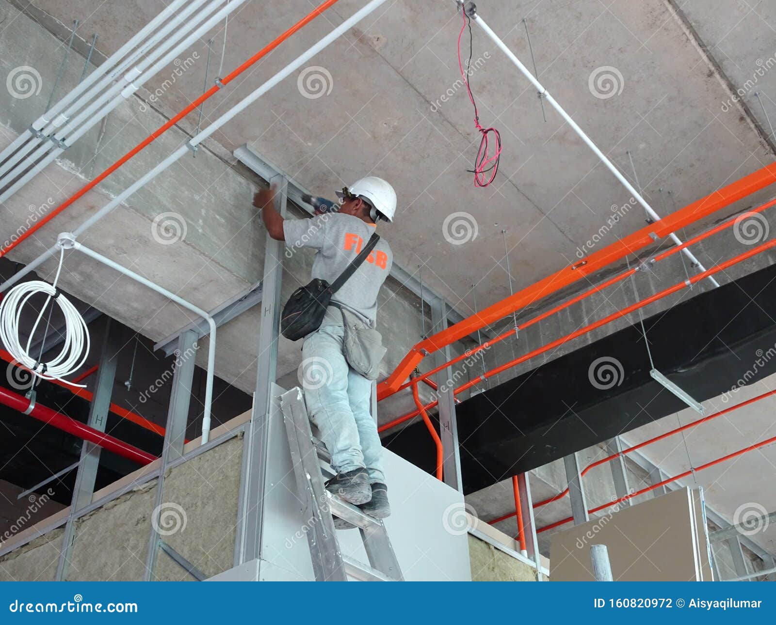 Drywall Installation Work in Progress by Construction Workers at the ...