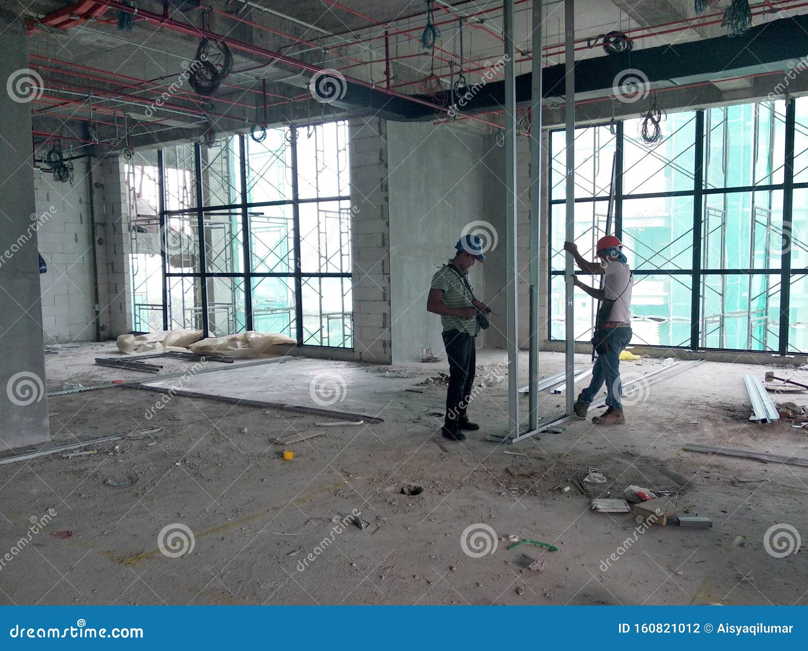 Drywall Installation Work in Progress by Construction Workers at the ...