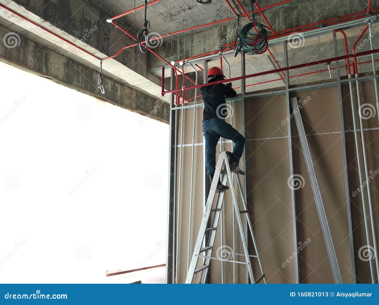 Drywall Installation Work in Progress by Construction Workers at the ...