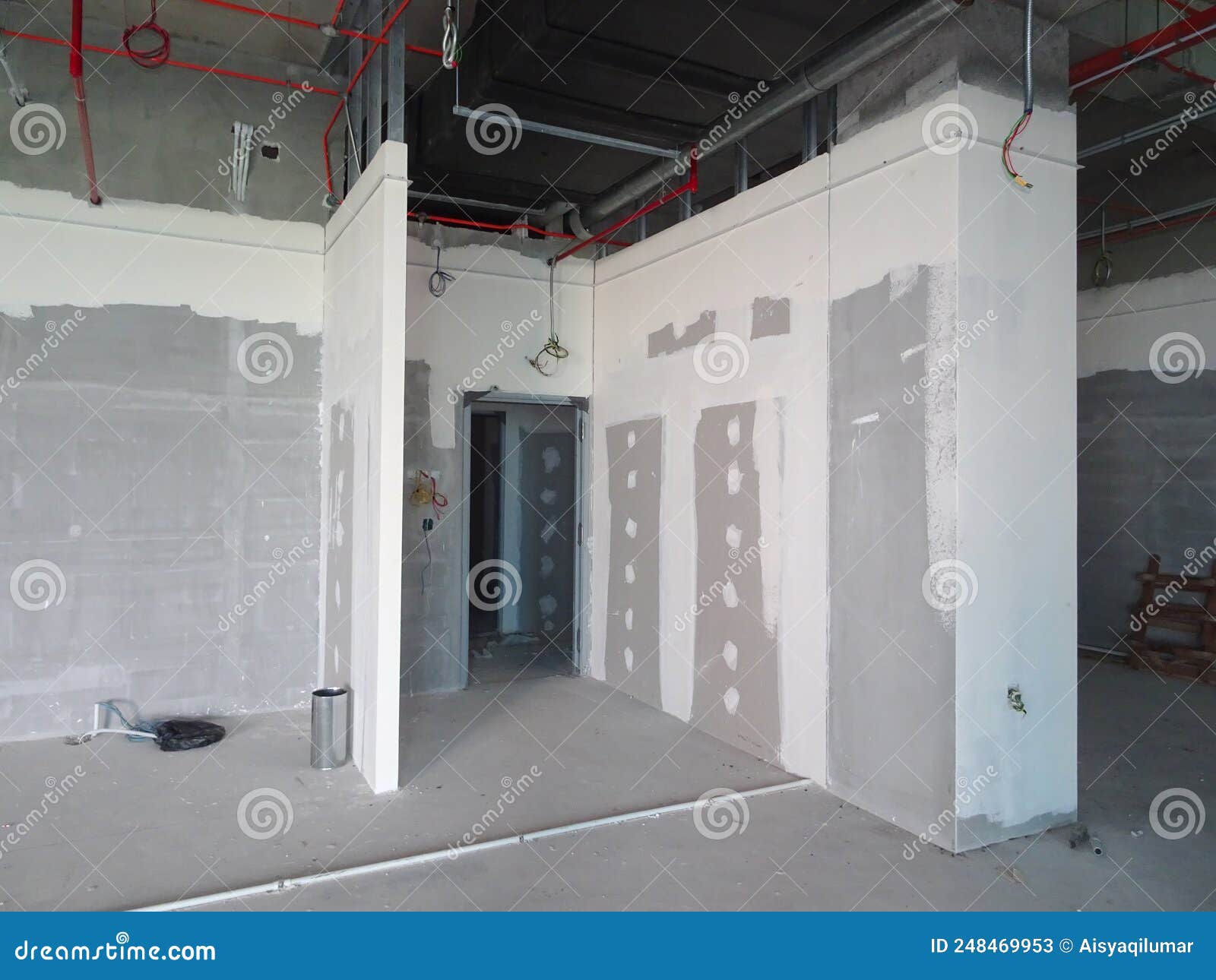 Drywall Installation Work in Progress by Construction Workers at the ...