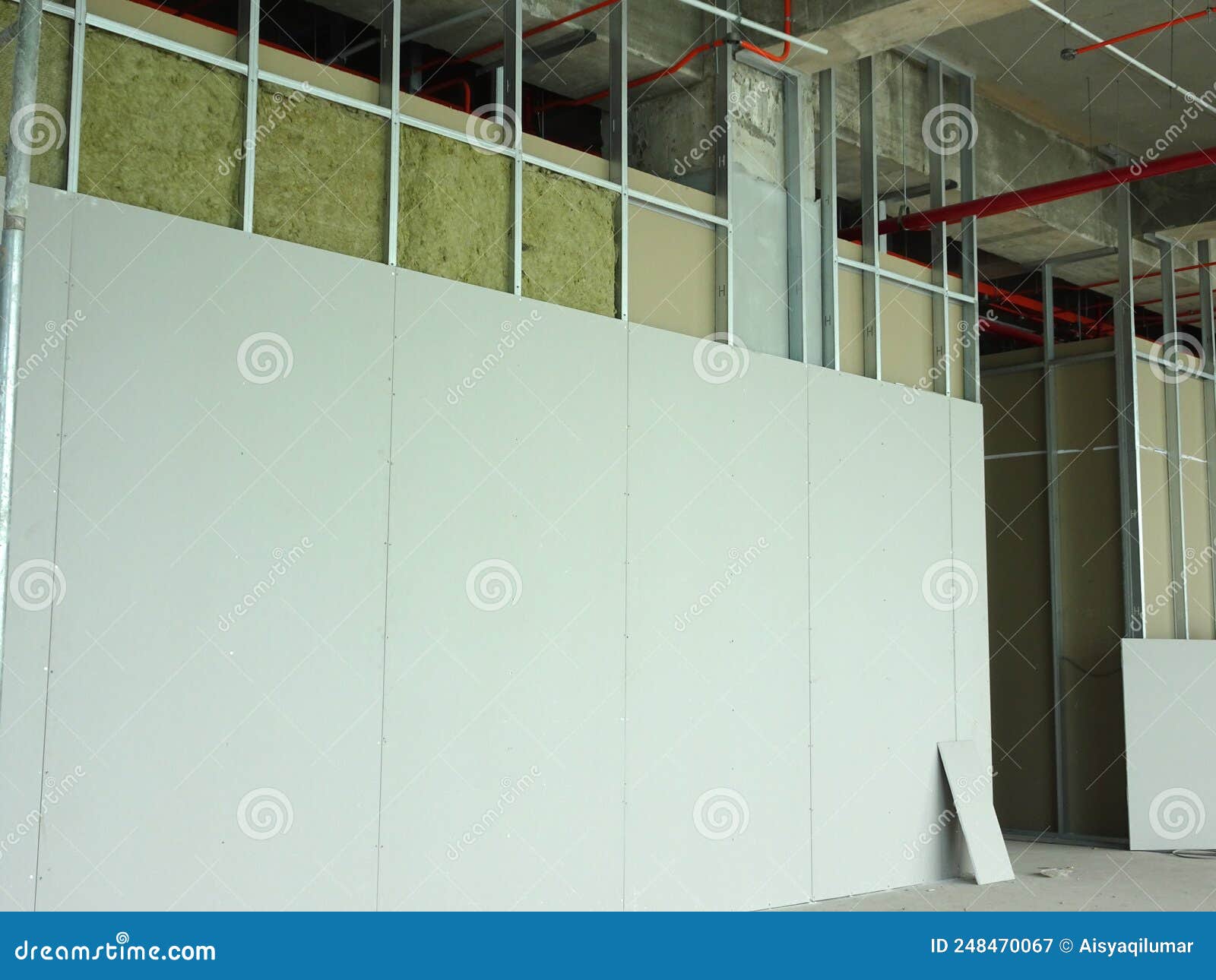 Drywall Installation Work in Progress by Construction Workers at the ...
