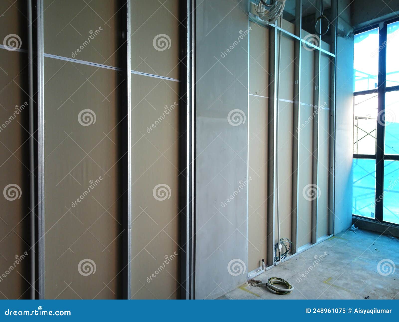 Drywall Installation Work in Progress by Construction Workers at the ...
