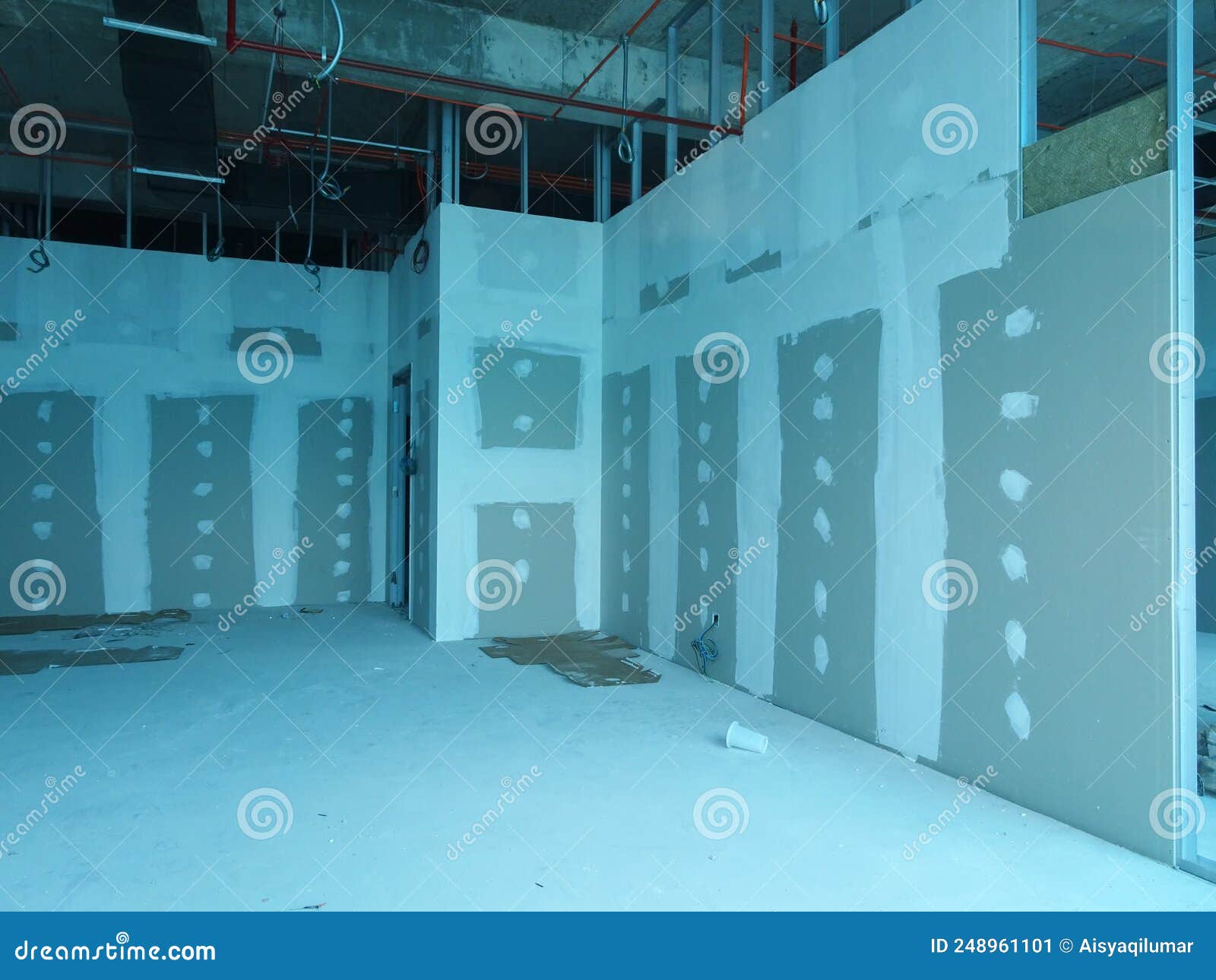 Drywall Installation Work in Progress by Construction Workers at the ...
