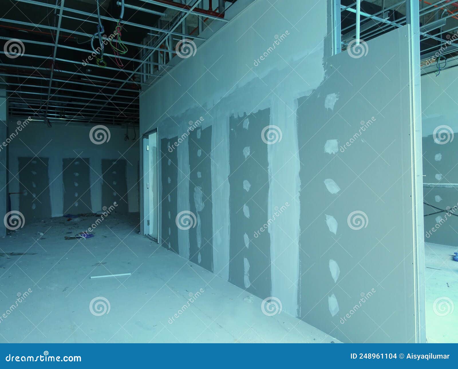 Drywall Installation Work in Progress by Construction Workers at the ...