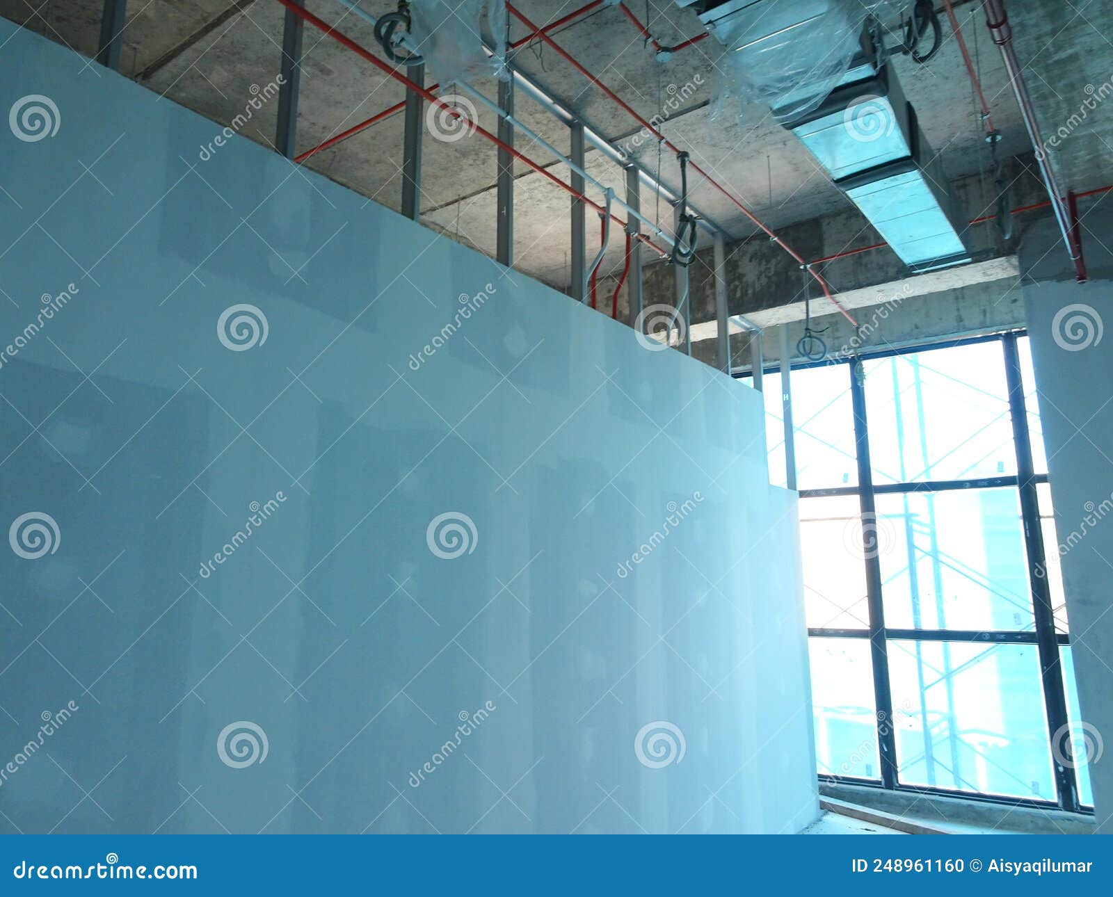 Drywall Installation Work in Progress by Construction Workers at the ...