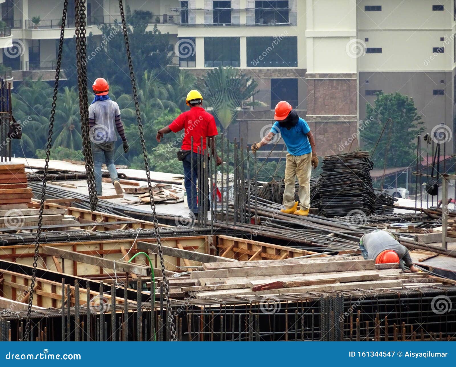 Construction Workers at the Construction Site Doing the daily Routine ...