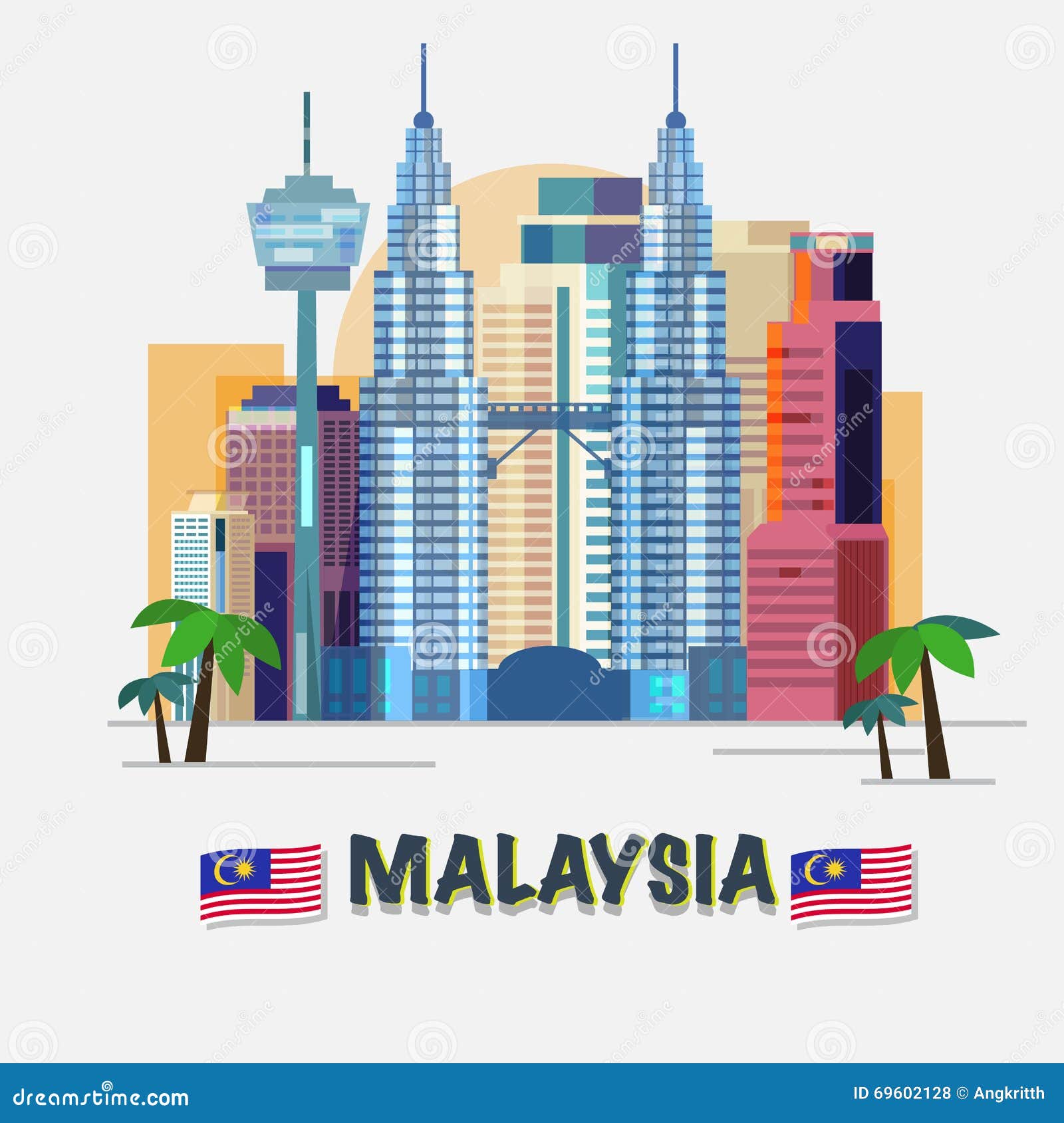 Kuala Lumpur, Malaysia - stock illustration. Illustration of lumpur ...