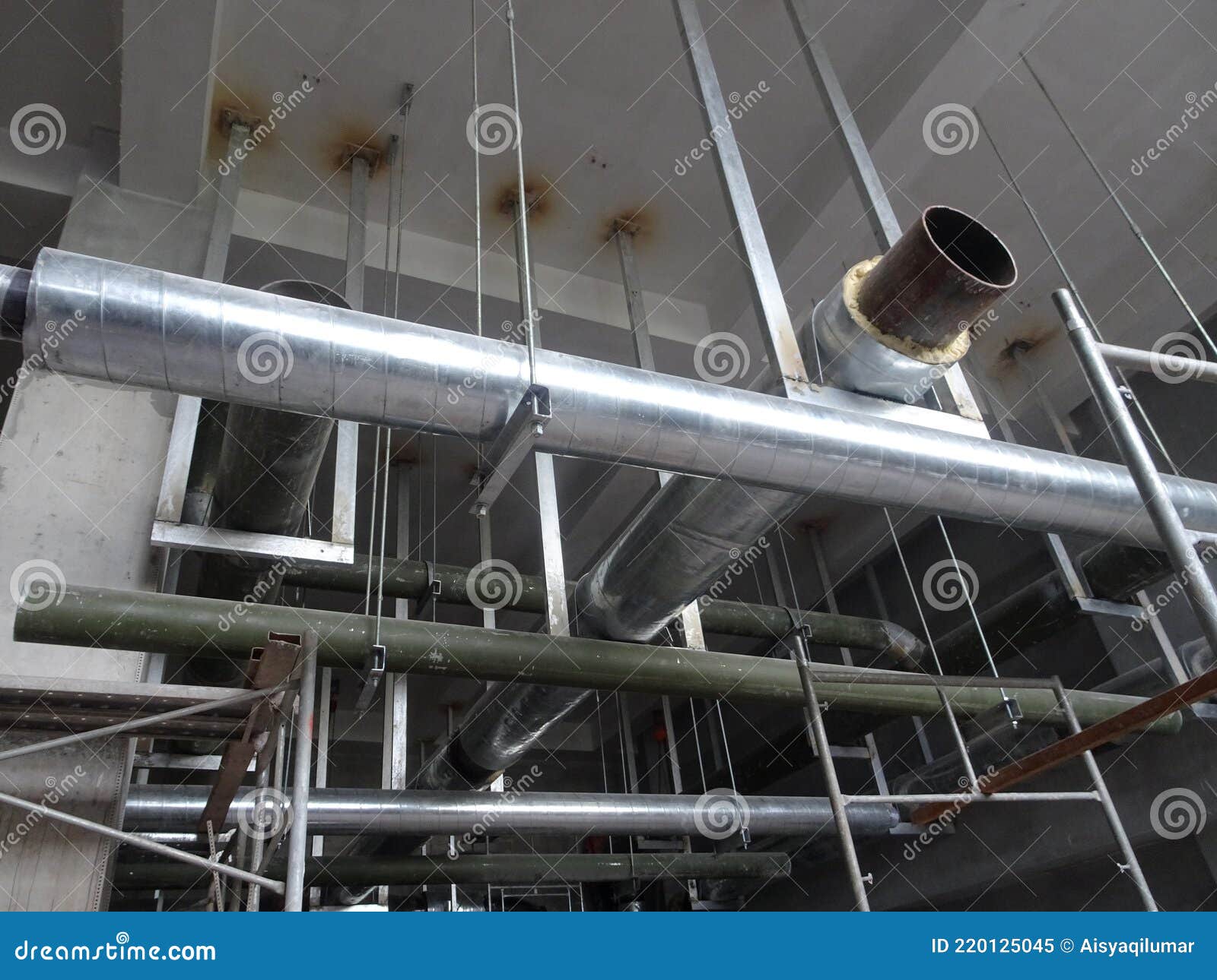 Air-condition Supply and Return Chiller Pipe Installation Work ...