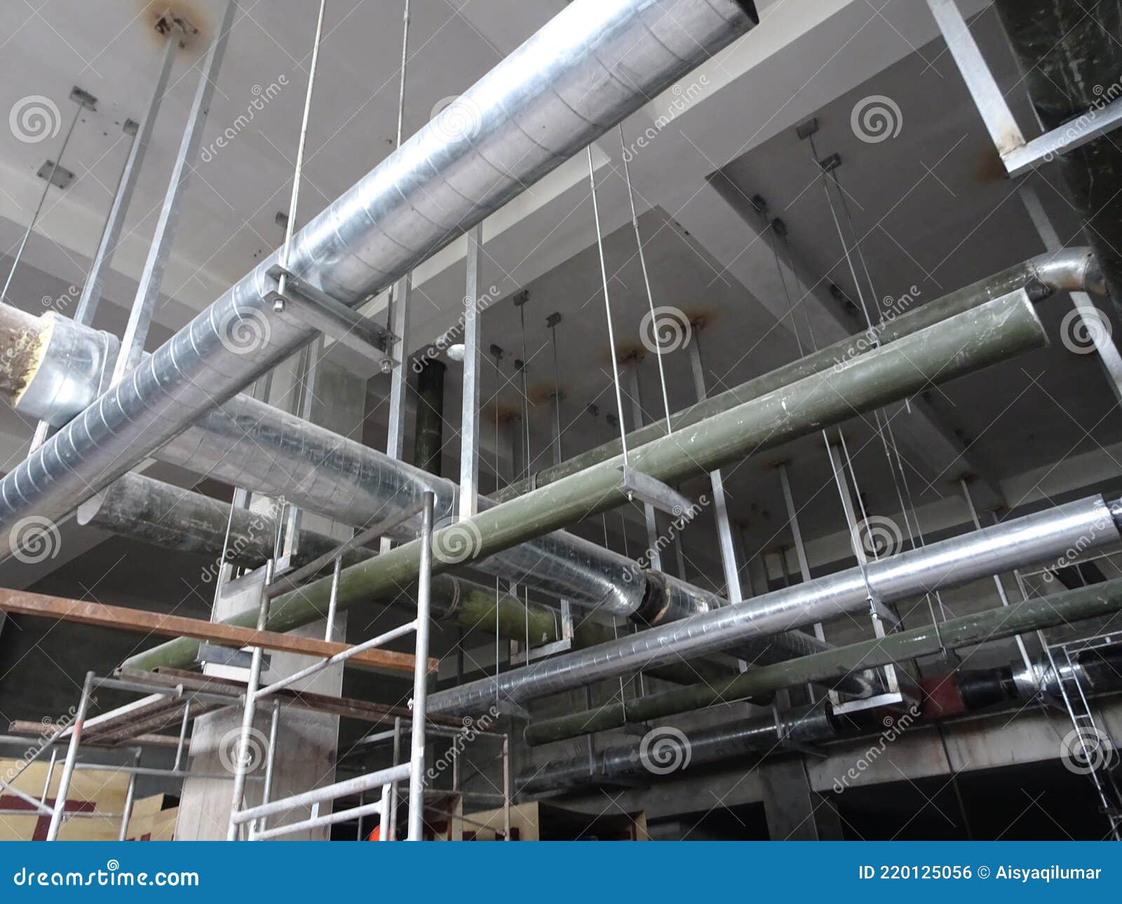Air-condition Supply and Return Chiller Pipe Installation Work ...