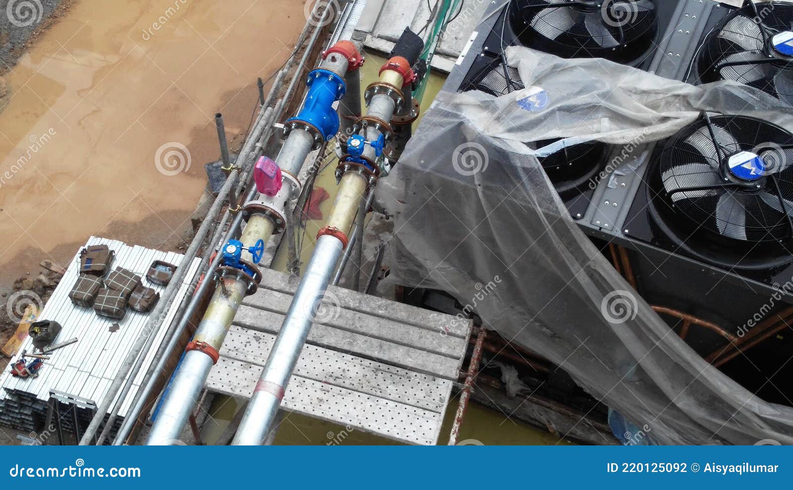 Air-condition Supply and Return Chiller Pipe Installation Work ...