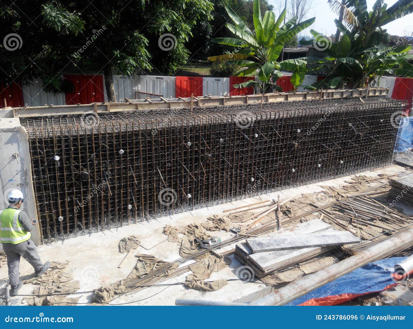 Construction Workers Installing Reinforcement Bar at the Construction ...
