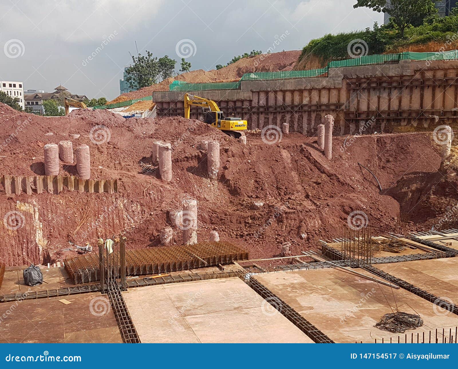 Sub-structure Foundation Works at the Construction Site. Editorial ...