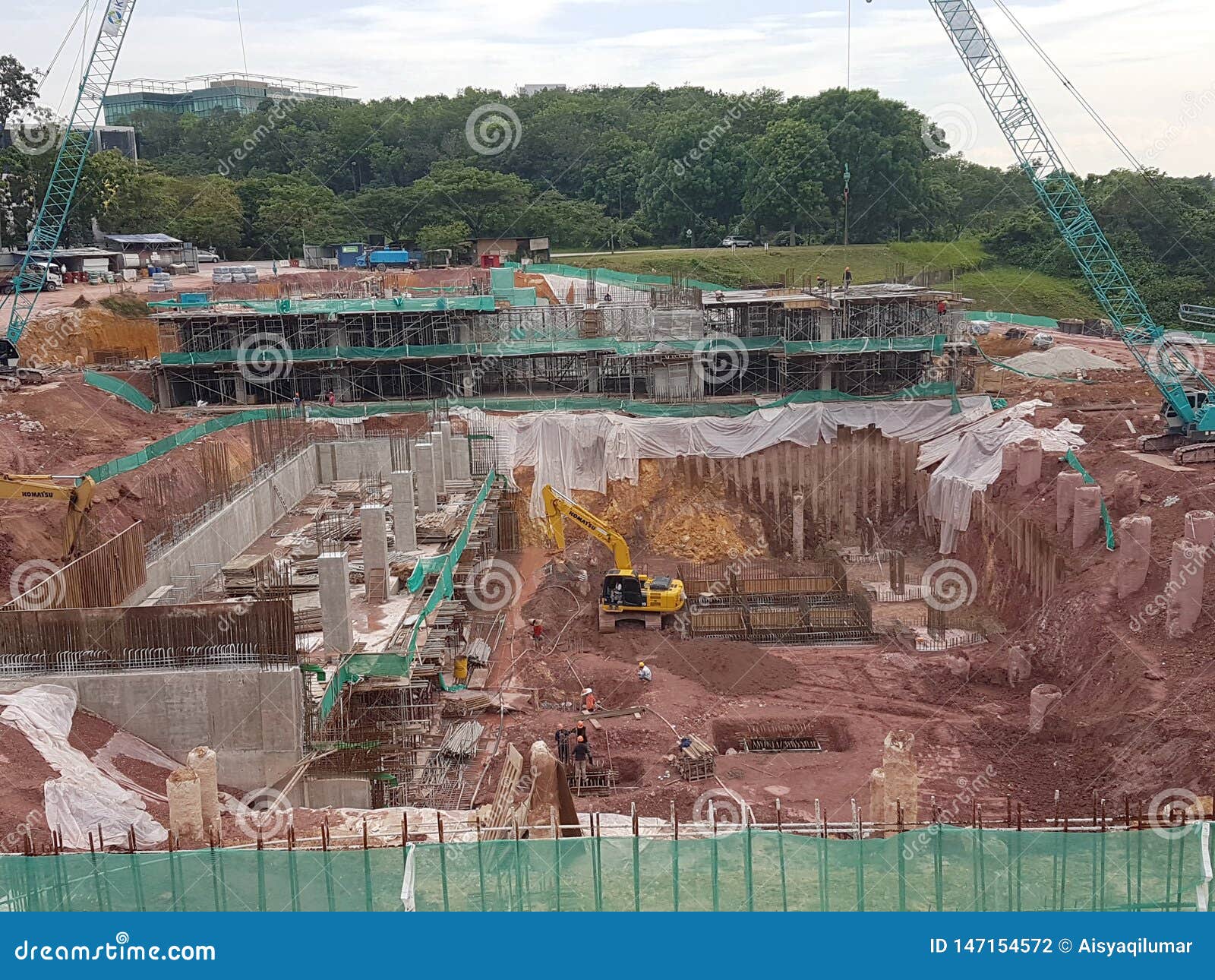 Sub-structure Foundation Works at the Construction Site. Editorial ...