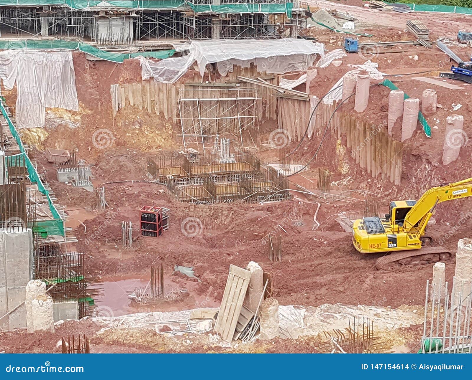 Sub-structure Foundation Works at the Construction Site. Editorial ...