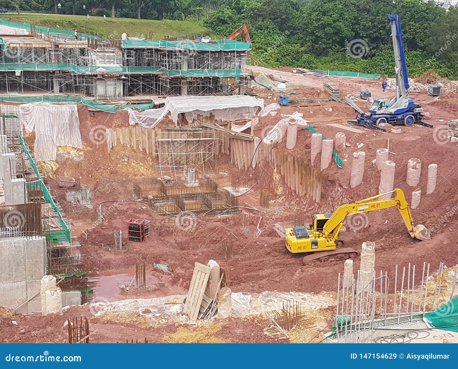 Sub-structure Foundation Works at the Construction Site. Editorial ...