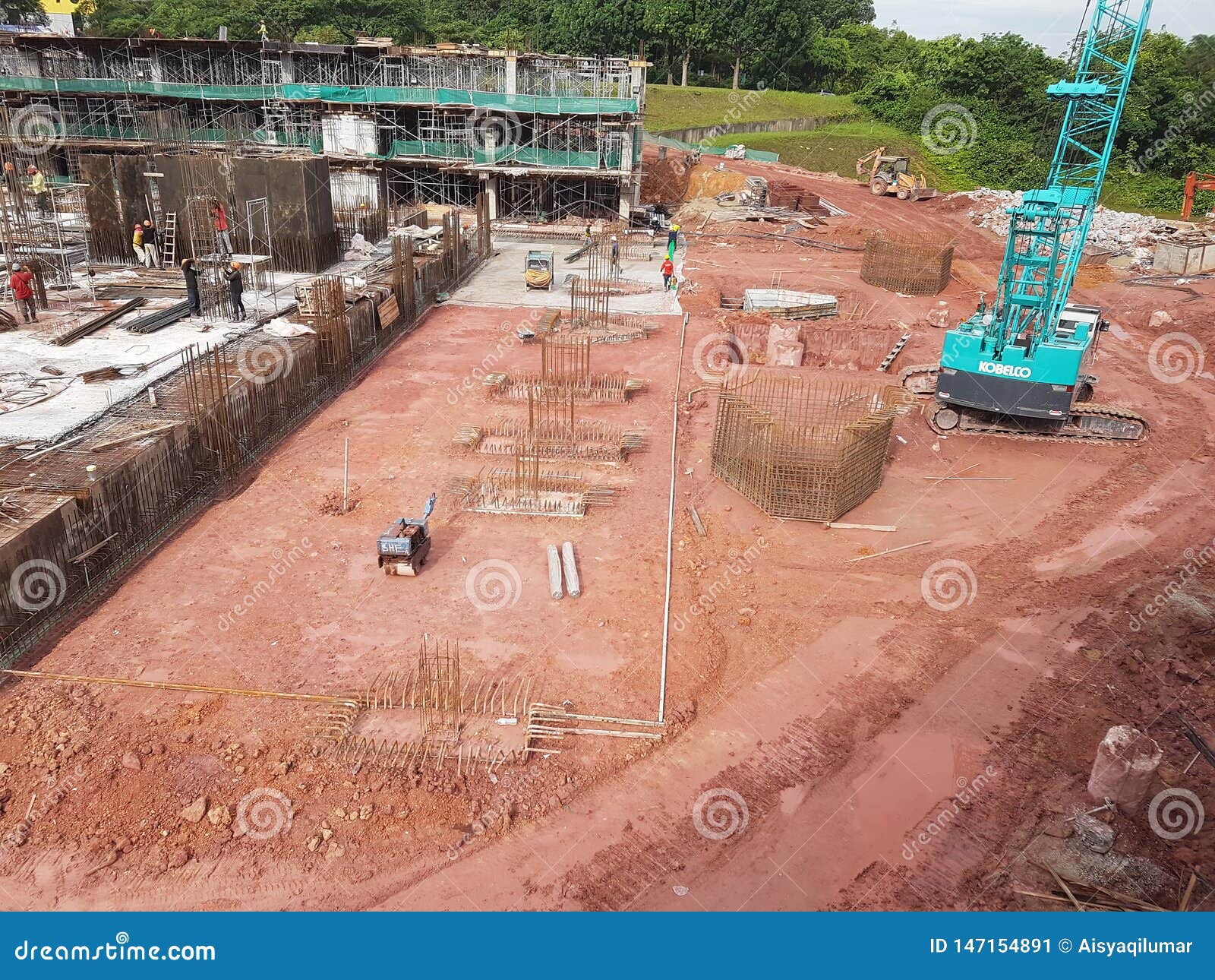 Sub-structure Foundation Works at the Construction Site. Editorial ...