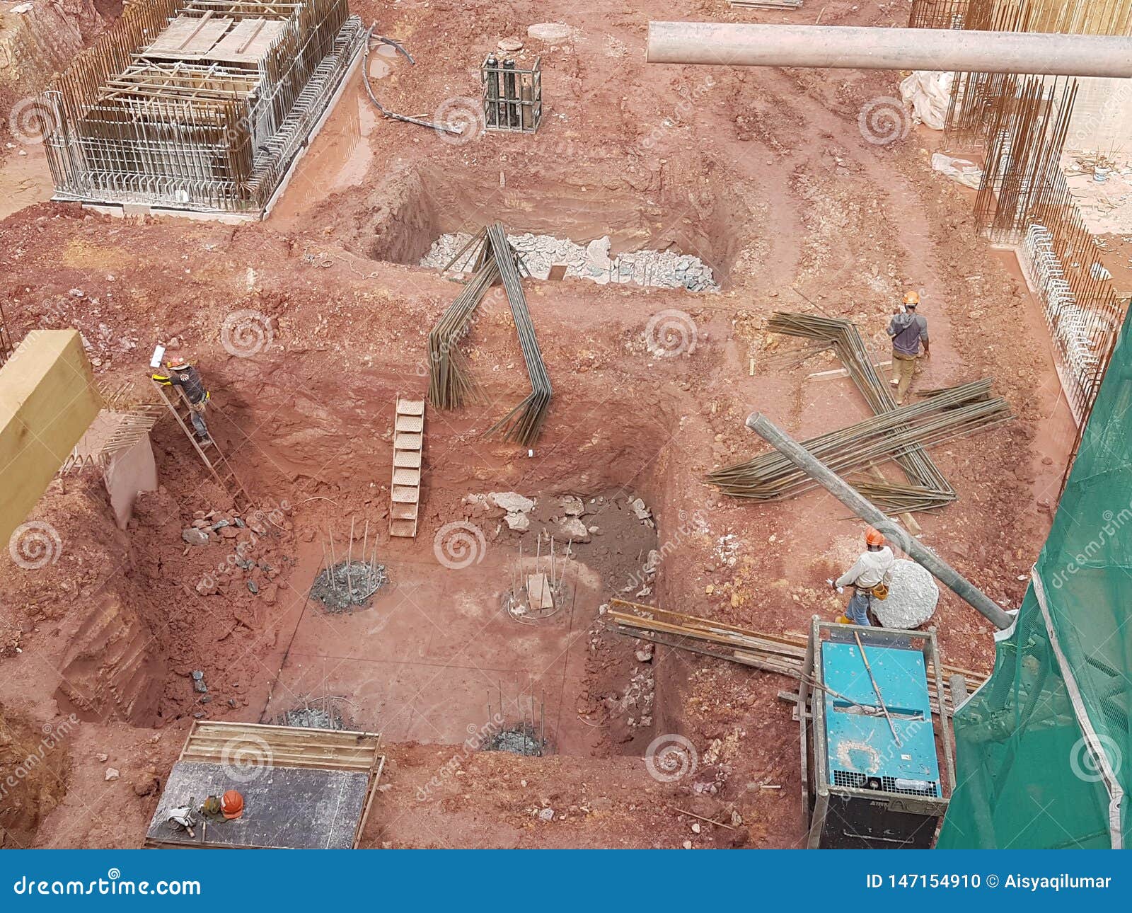 Sub-structure Foundation Works at the Construction Site. Editorial ...