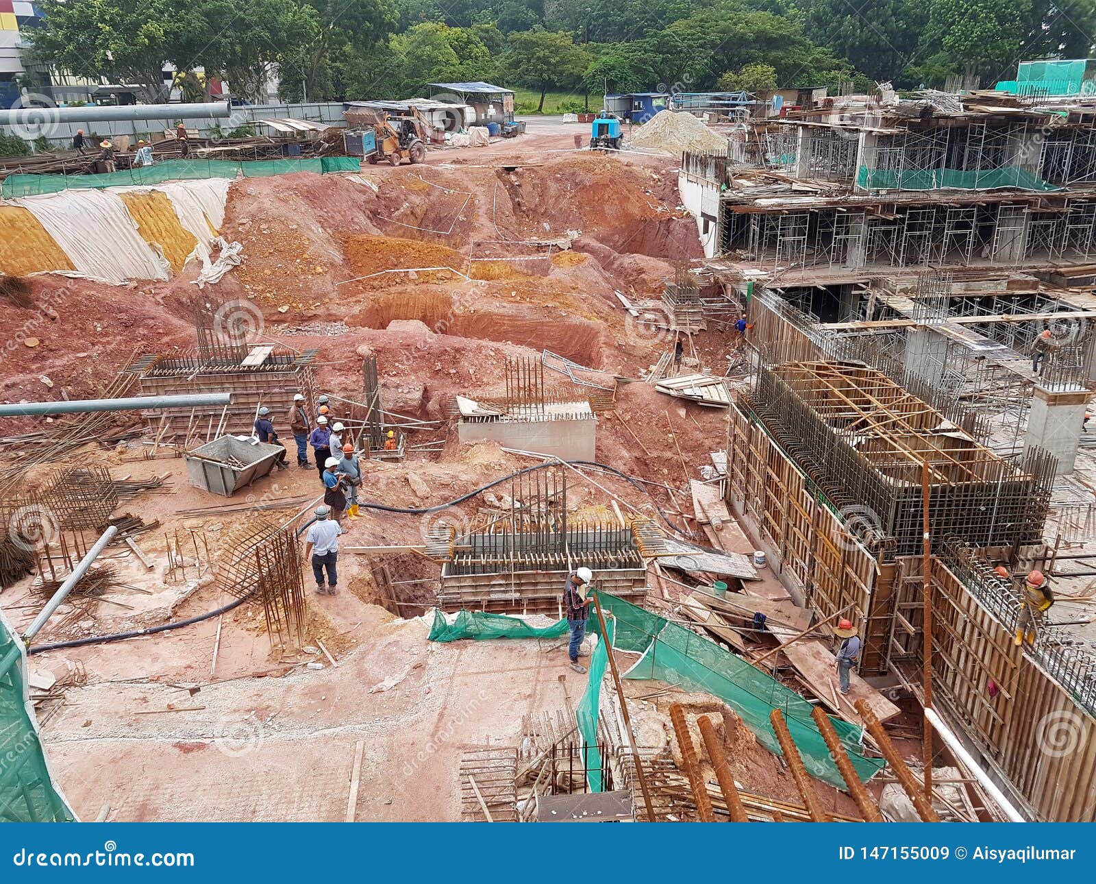 Sub-structure Foundation Works at the Construction Site. Editorial ...