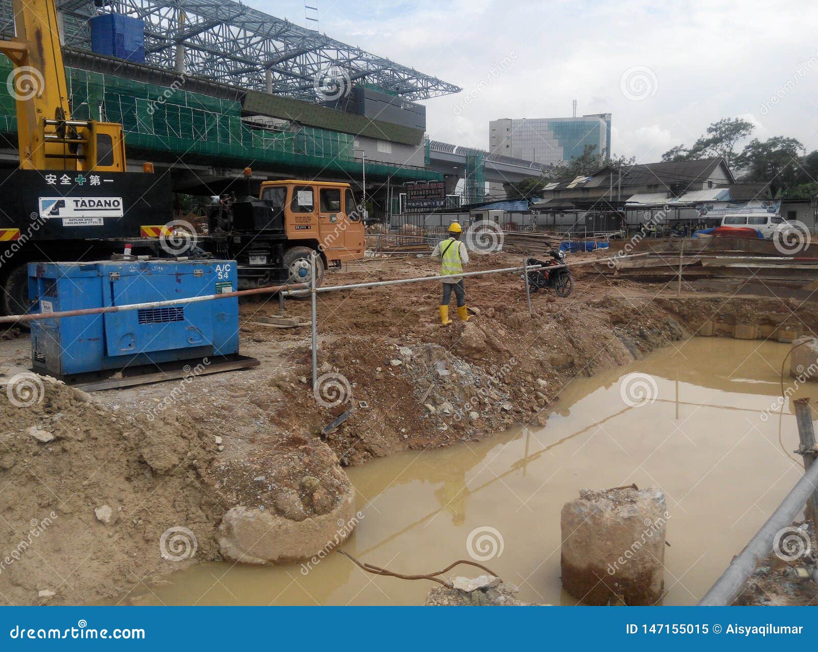 Sub-structure Foundation Works at the Construction Site. Editorial ...