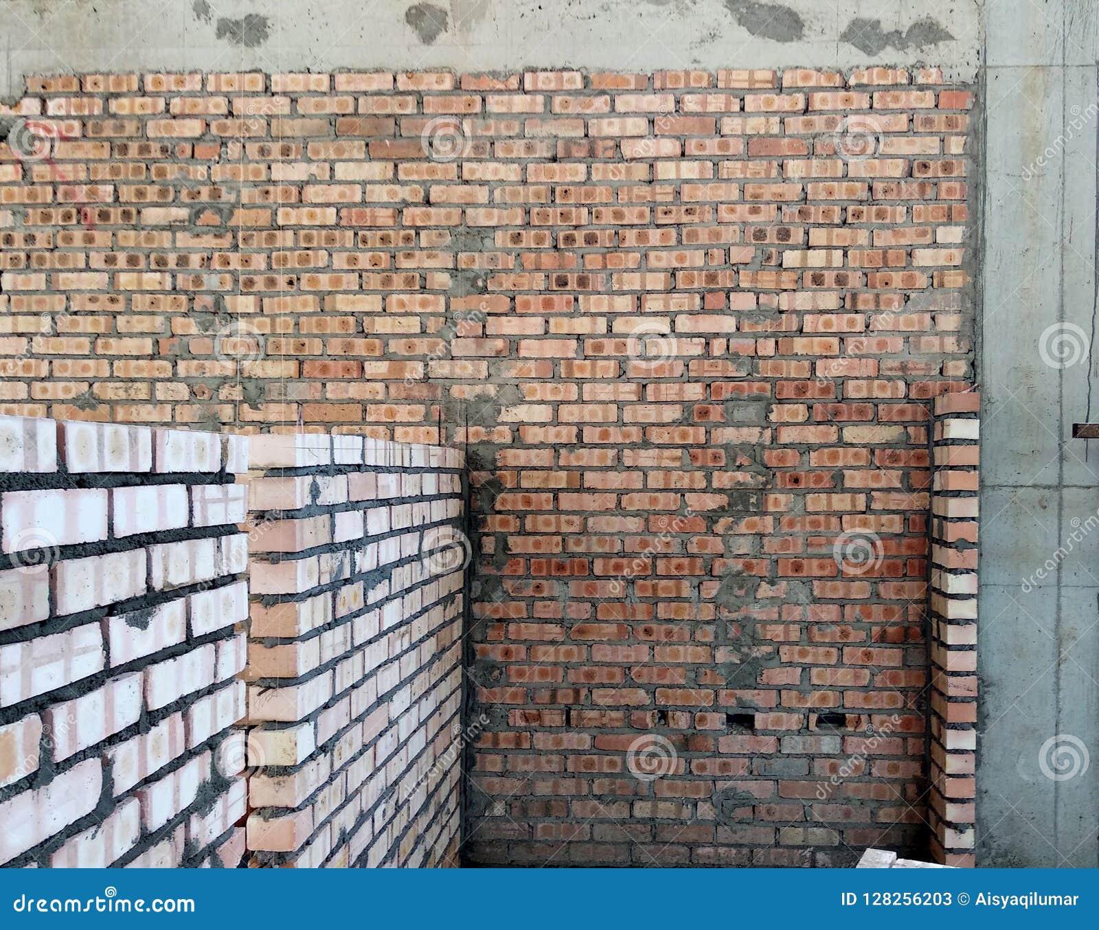 Brickwork By Construction Workers At The Construction Site. Editorial ...