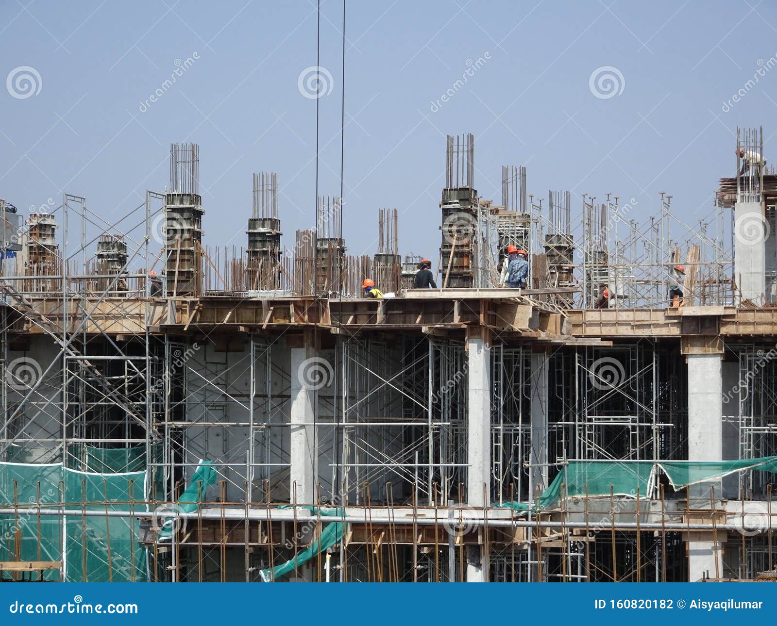 Construction Site during Daytime. Workers Busy with Their Work ...