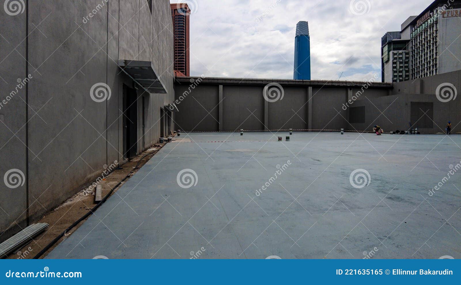 Construction Site almost Finished Progress with Workers Around ...