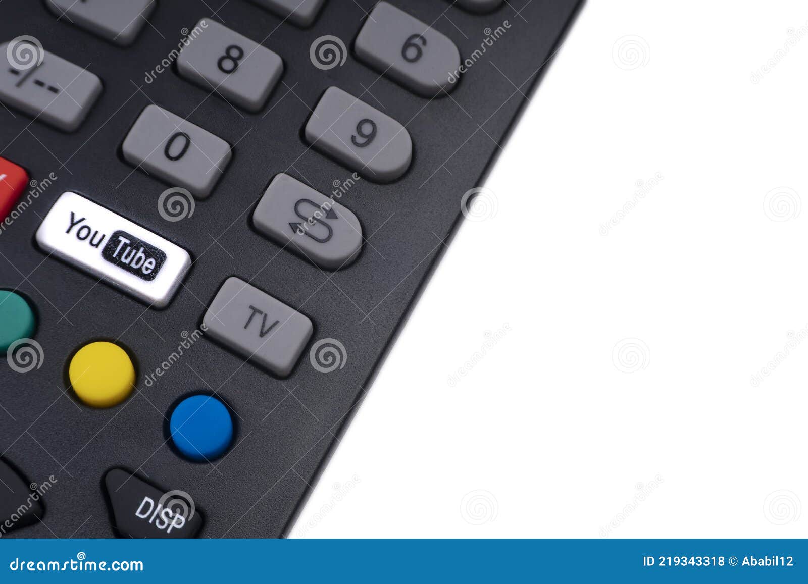 YOUTUBE Television Remote Controller on White Background Editorial ...