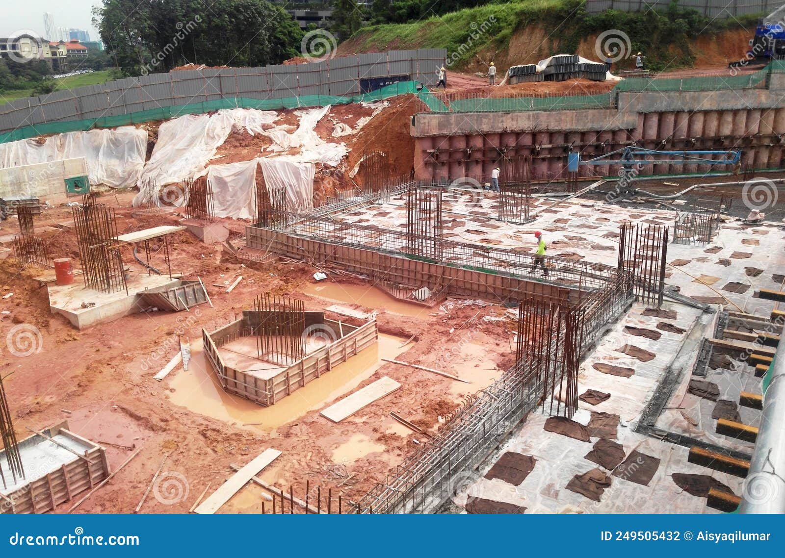 Building Foundation Work at Construction Site. Editorial Photography ...