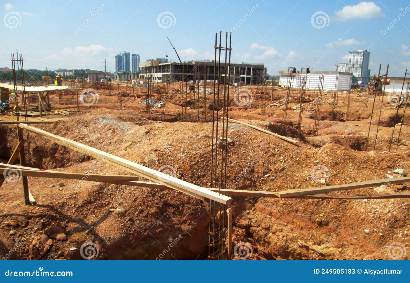 Building Foundation Work at Construction Site. Editorial Stock Photo ...
