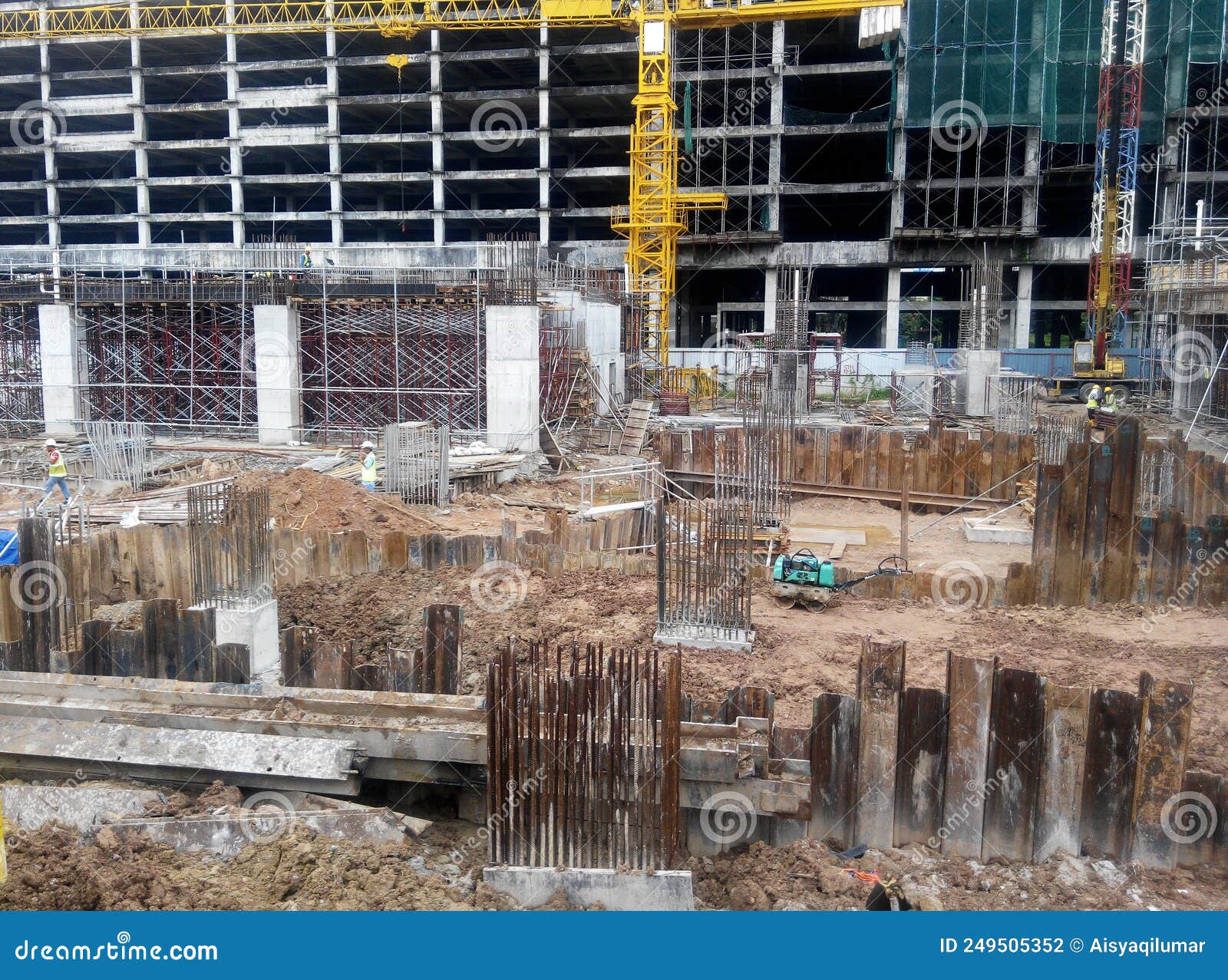 Building Foundation Work at Construction Site. Editorial Photography ...