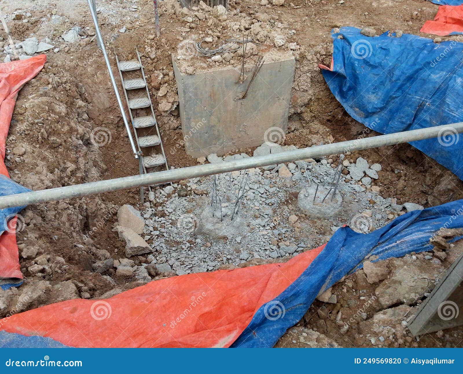 Building Foundation Work at Construction Site. Editorial Image - Image ...